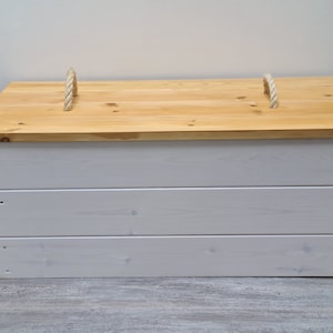 STORAGE OTTOMAN Solid Wooden Chest Rope Handle Trunk - Etsy UK