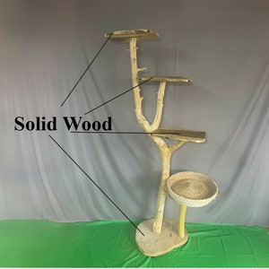 Driftwood Cat Tree Tower Modern Cat Climbing Tree Branch Shelf Natural ...