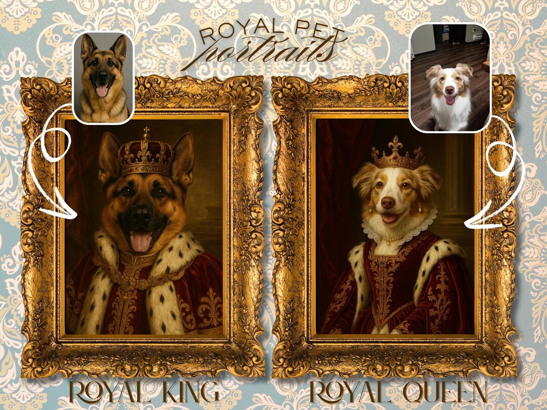 Custom Royal Pet Portraits, Personalized Royal Pets, Gift for Dog or ...