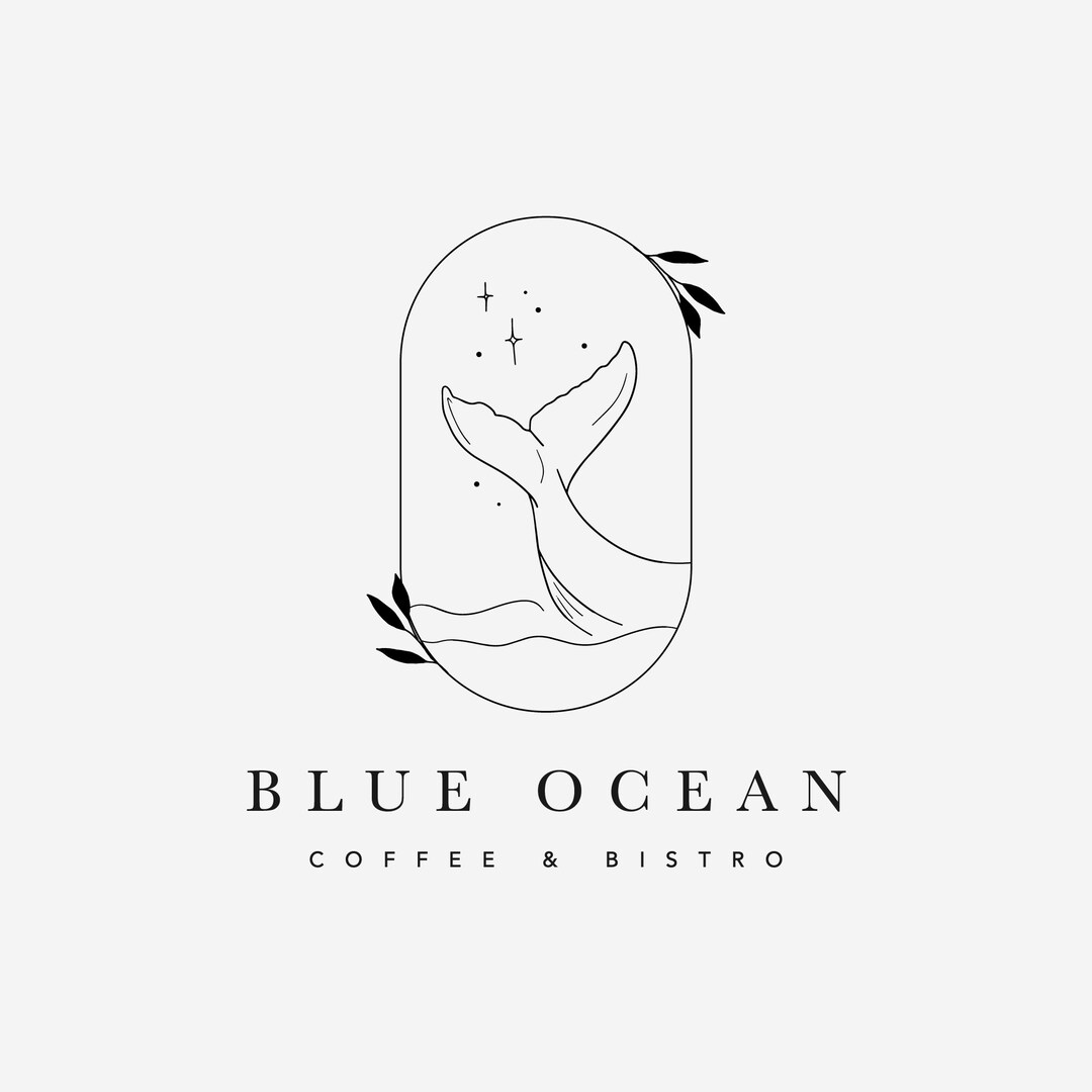 Landscape Ocean Logo Whale Marine Logo Photography Logo Hand Drawn Logo ...