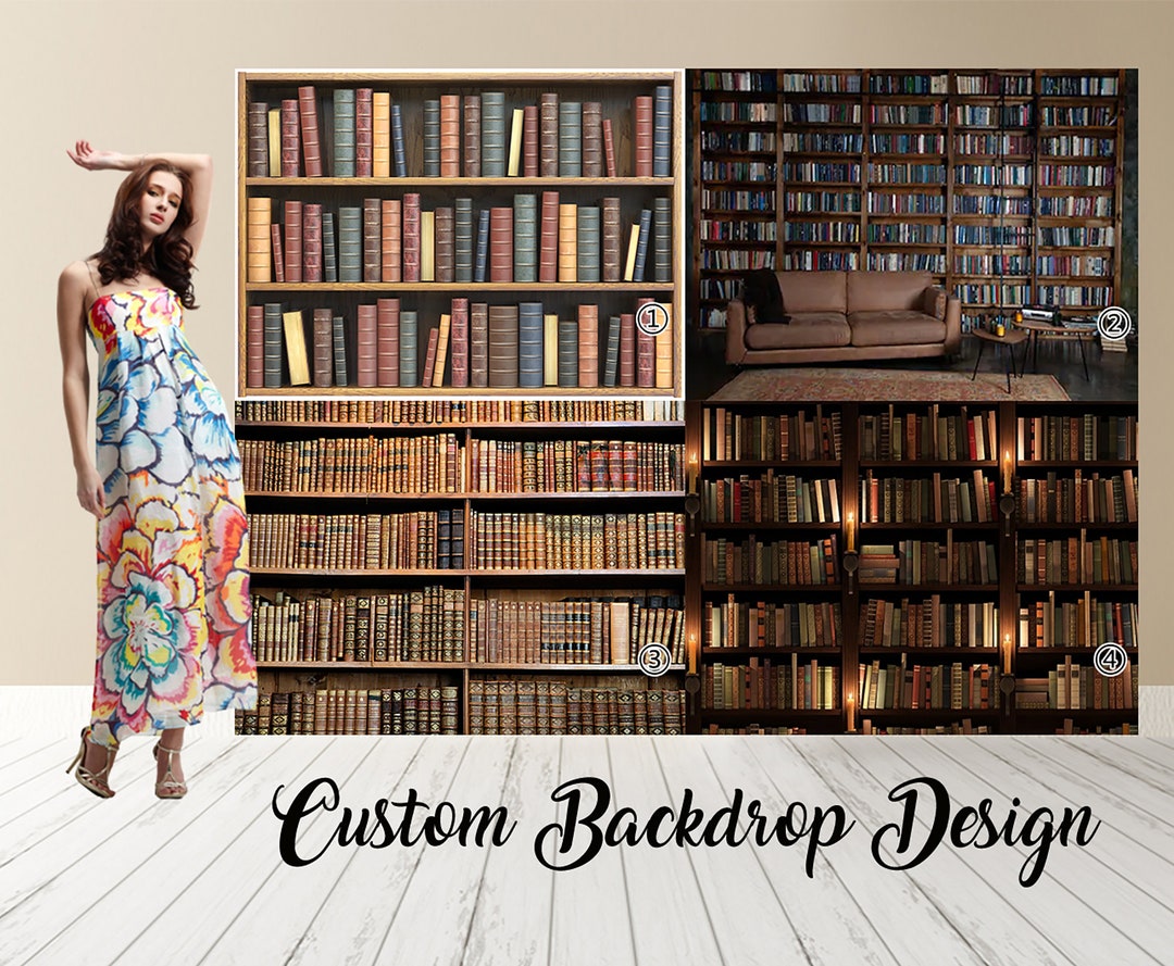 Wooden Bookshelf Backdrop Bookcase Bookshop Meeting Banner - Etsy