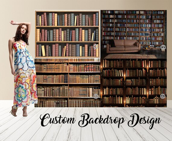 Wooden Bookshelf Backdrop Bookcase Bookshop Meeting Banner - Etsy
