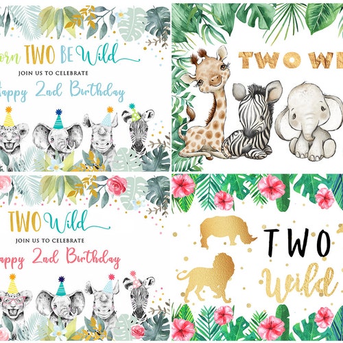 Two Wild Banner Safari Banner Girls 2nd Birthday Jungle - Etsy