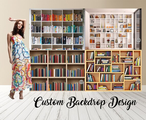 Bookshelf Backdrop Modern School Library Office Bookcase - Etsy