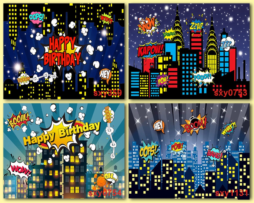 Super Hero City Buildings Backdrop,superhero Birthday Party Baby Shower ...