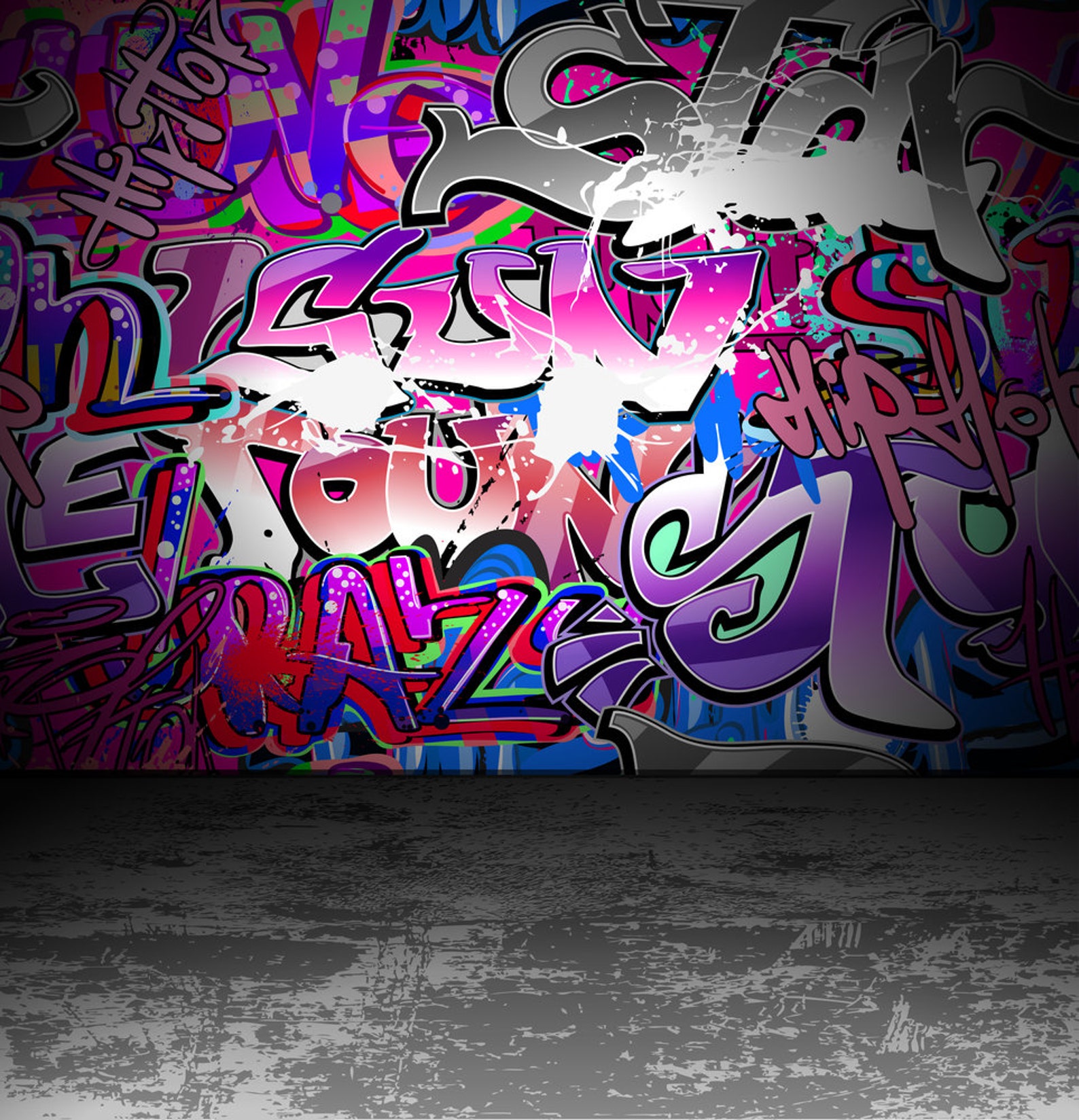 Graffiti Wall Backdropgraffiti Wall Wooden Floor - Etsy
