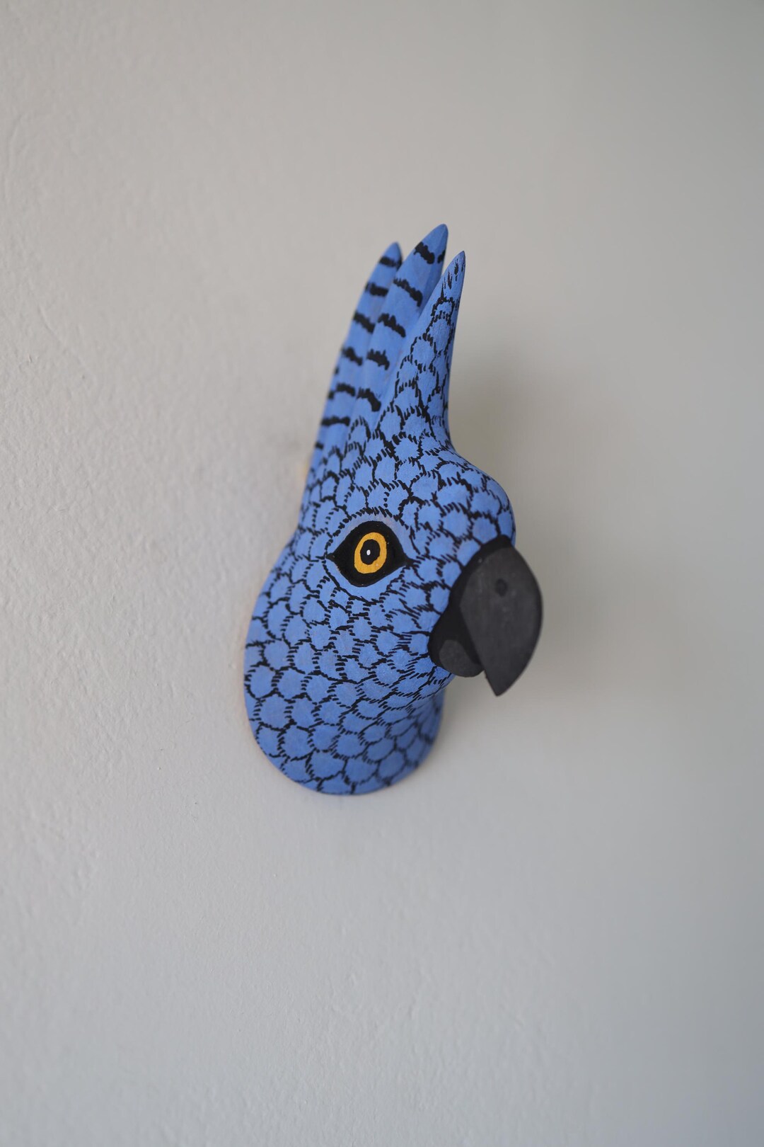 BLUE PARROT Animal ART Mask Hand Carved Painted in Argentina by Native ...