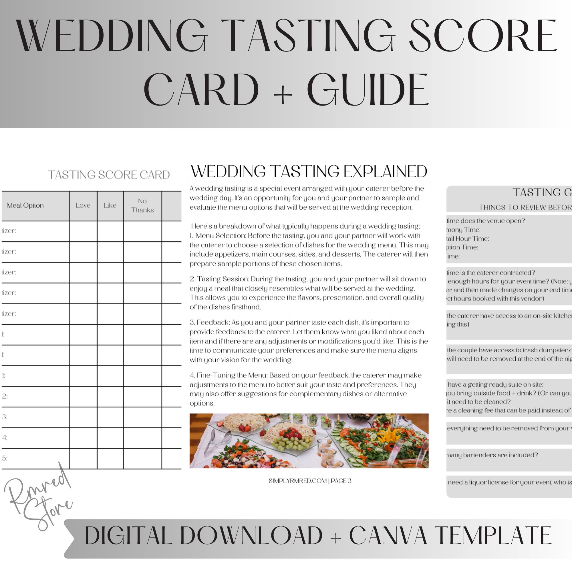 Wedding Tasting Score Card + Guide - Etsy
