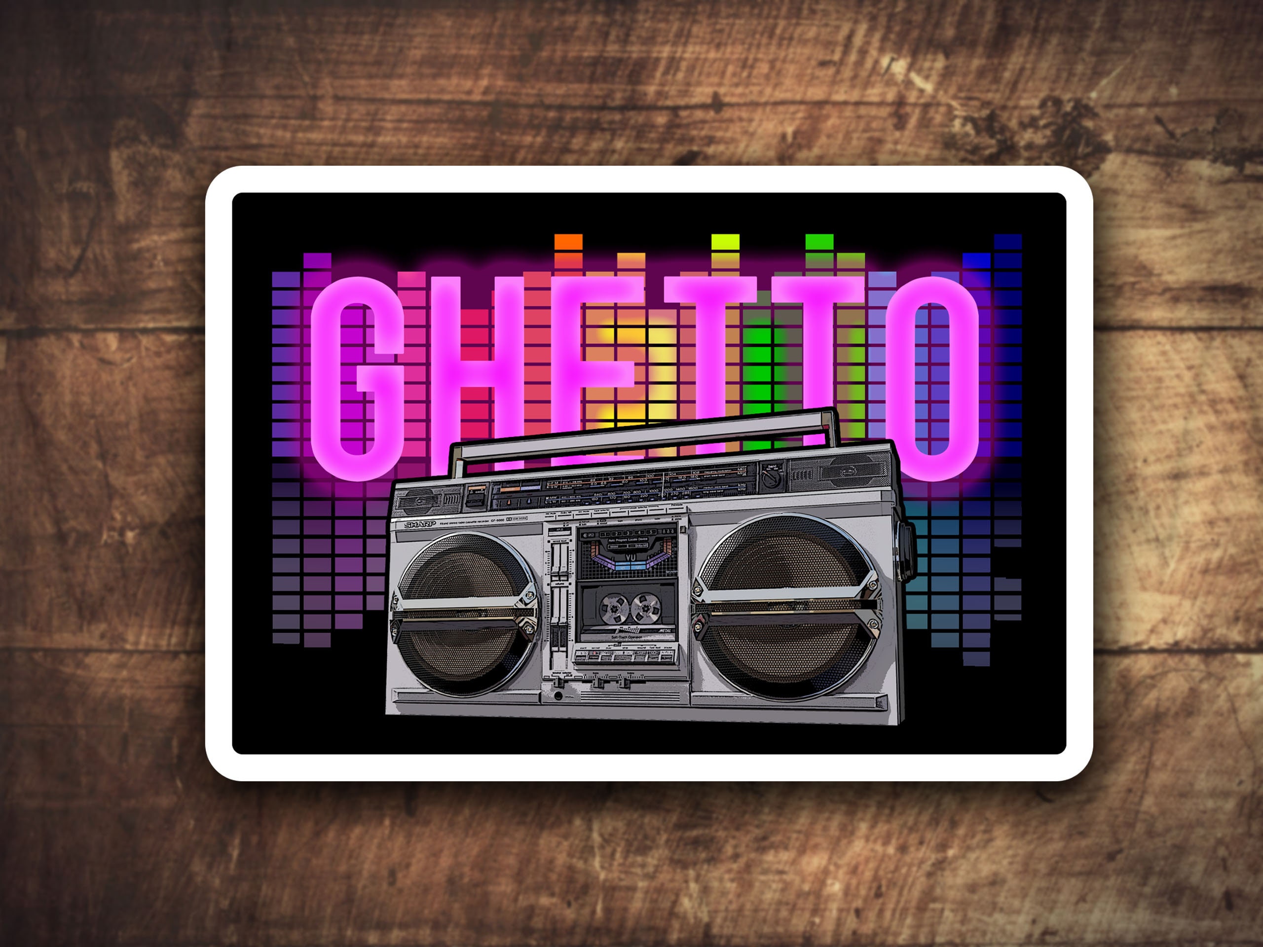 Ghetto Boom Box Die Cut Sticker - Outline Cut Permanent Waterproof ...
