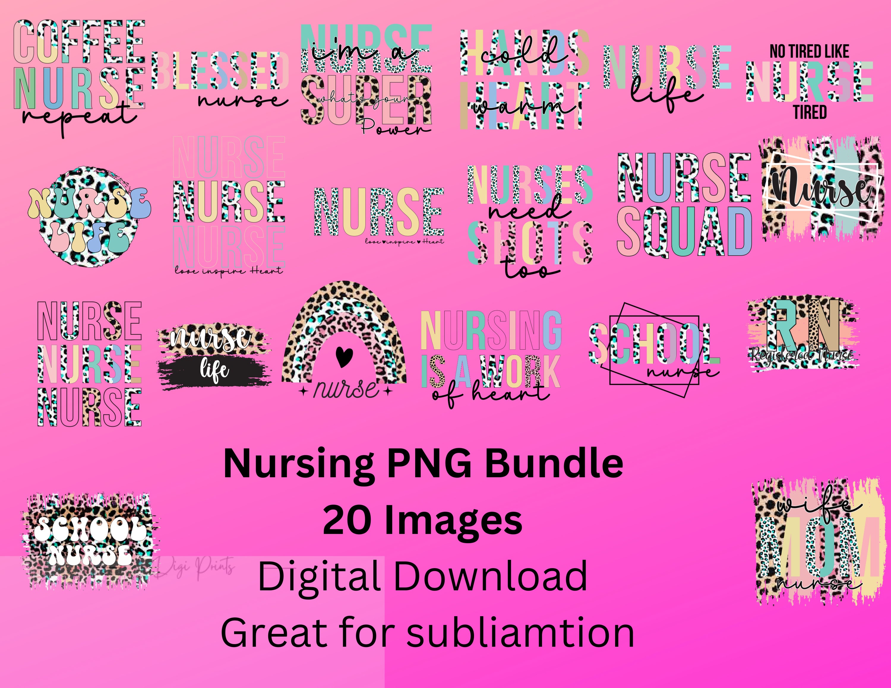 Nurse - Nursing - Digital Graphic Design Images Bundle - PNG Files ...