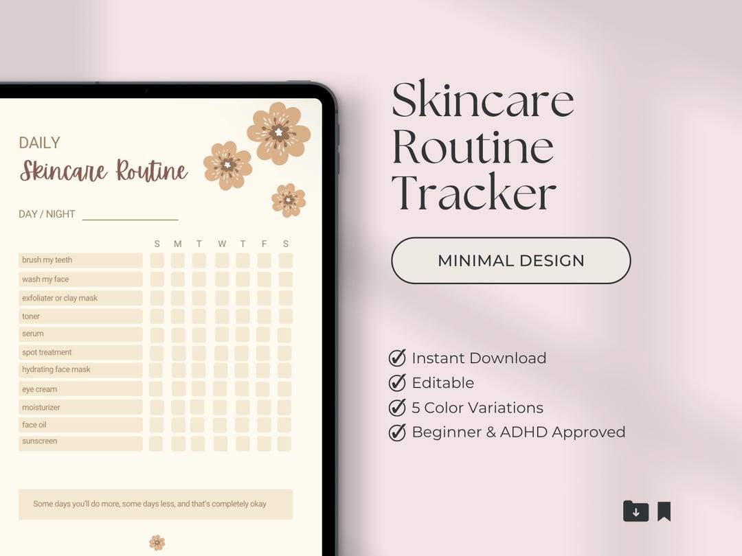 Daily Skincare Routine Tracker, ADHD Self Care Checklist for ...