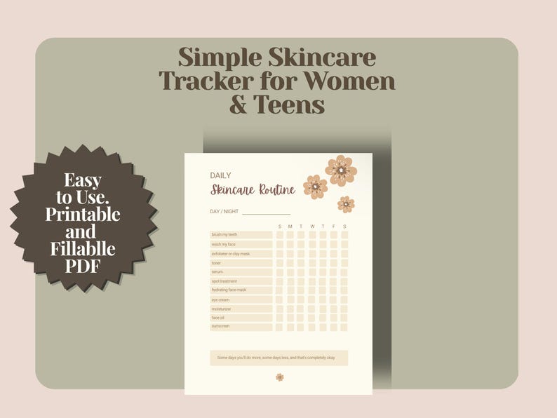 Daily Skincare Routine Tracker, ADHD Self Care Checklist for ...