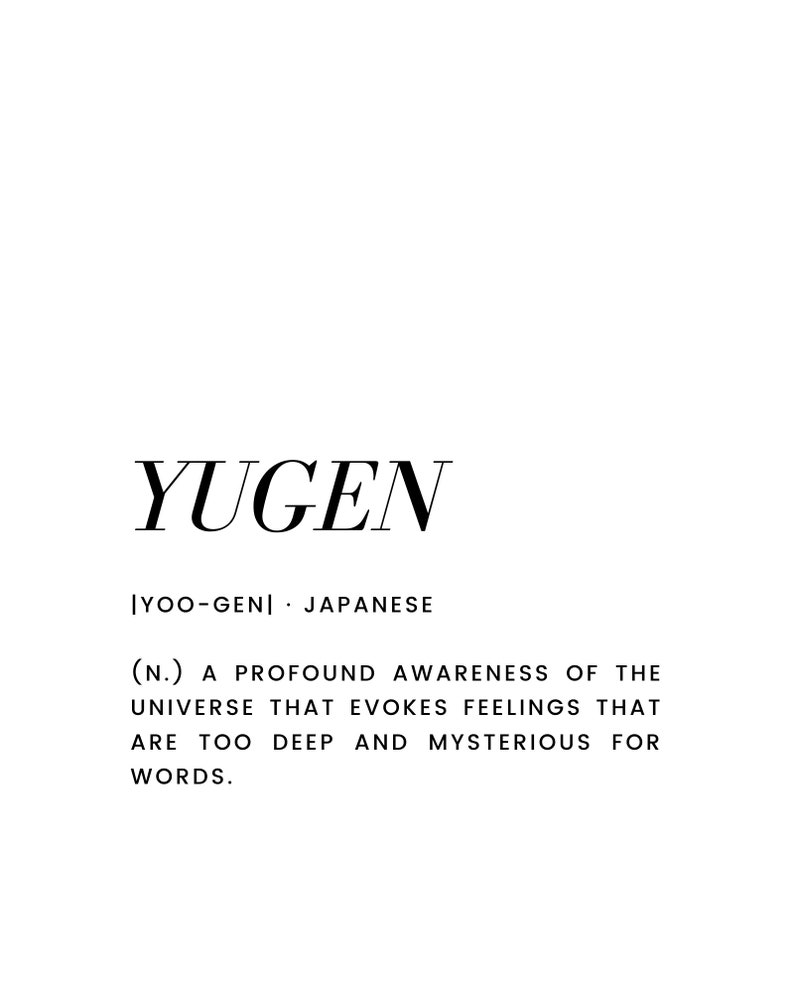 Yugen definition print dictionary art definition poster | Etsy