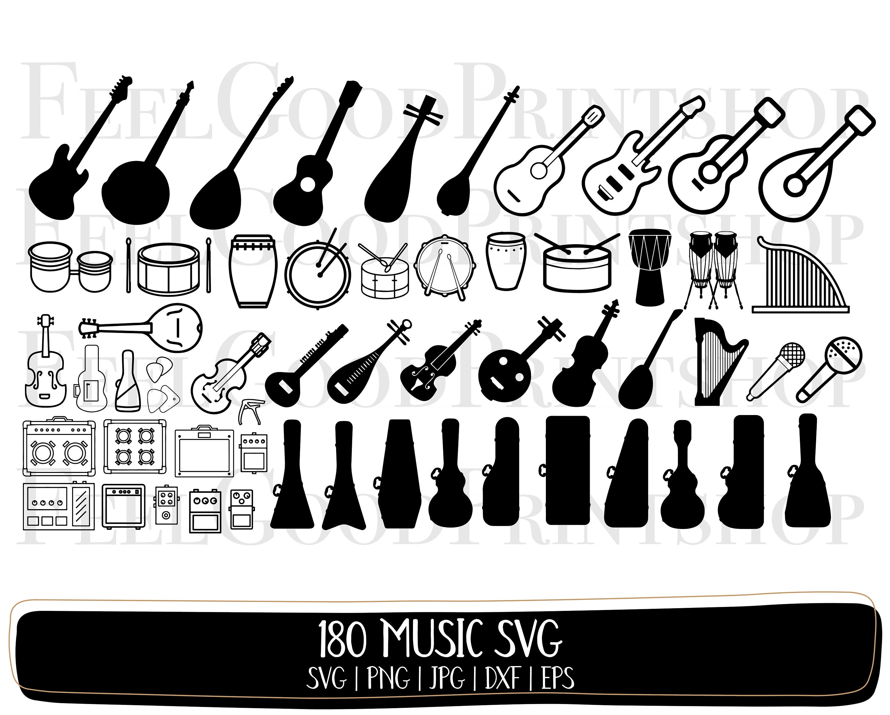 180 Music SVG Bundle Musical Instruments SVG Musical Notes SVG | Etsy