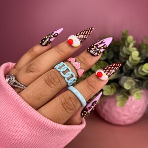 Hand Painted Ice Cream Sundae Press-on Nail Set - Etsy