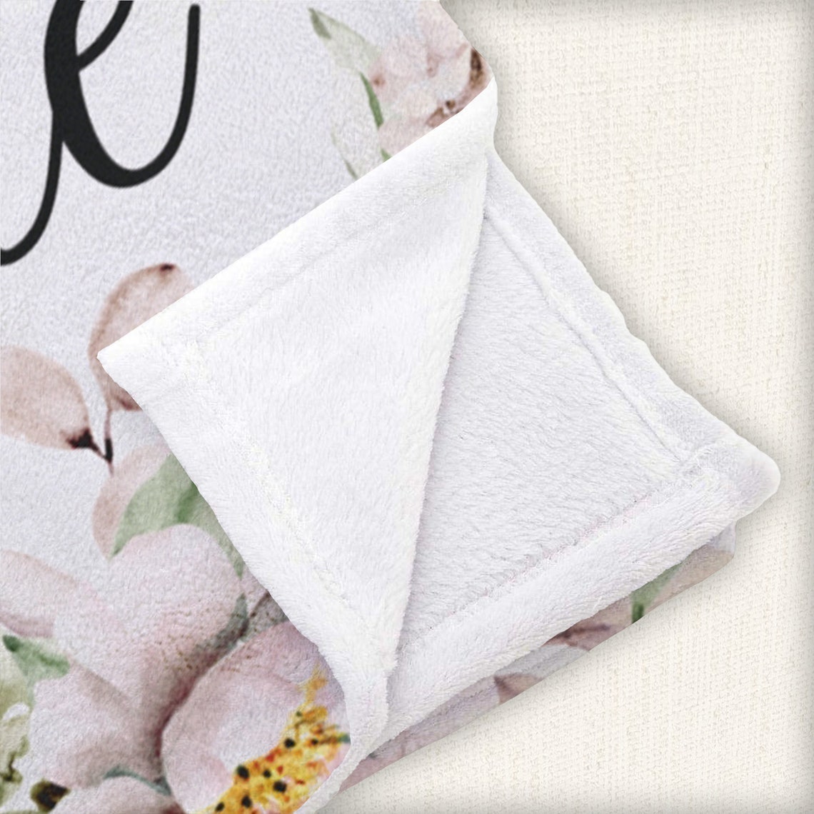 Floral Personalized Baby Blanket Custom Name & Initial Blanket Baby ...