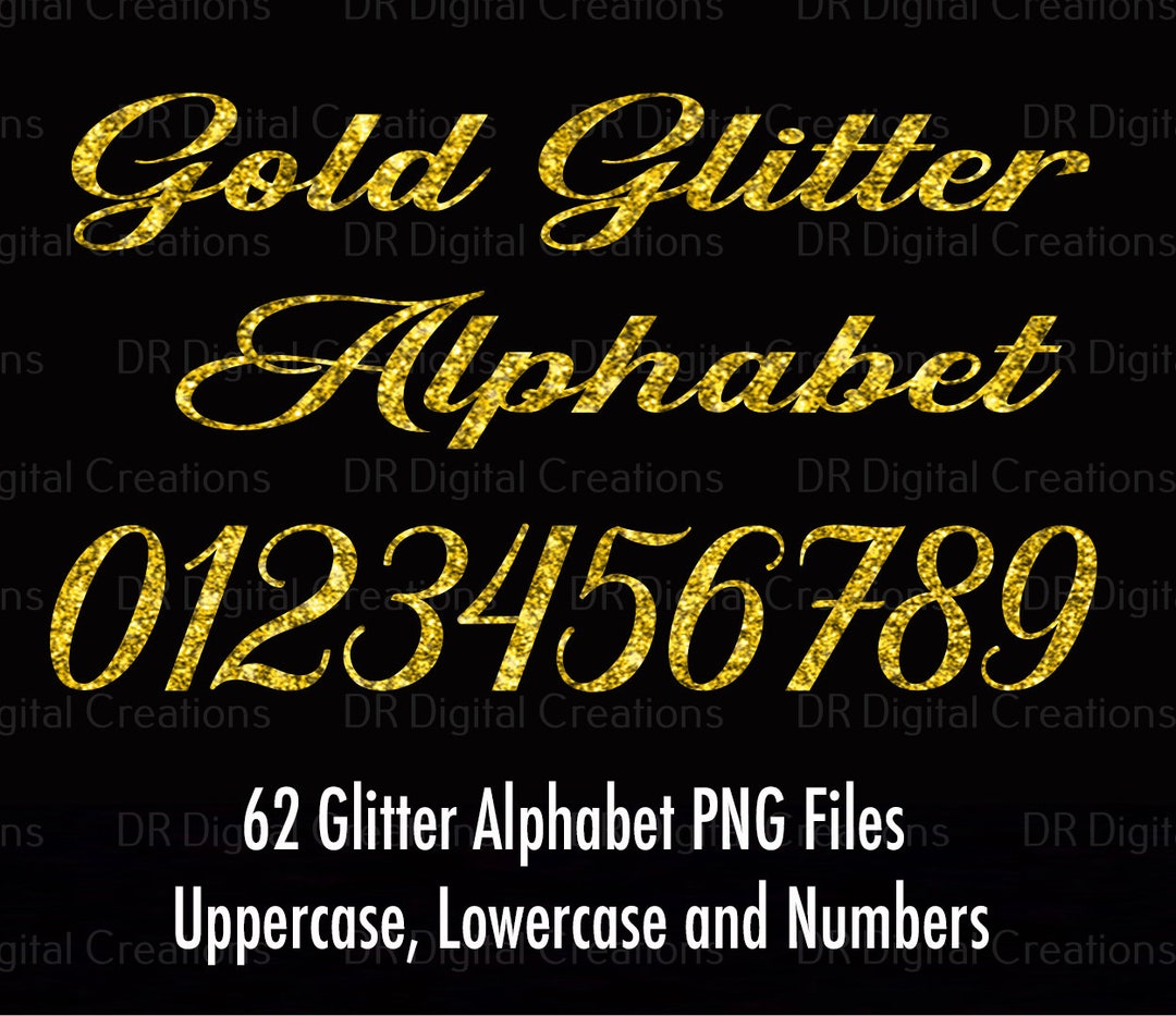 Gold Glitter Alphabet Clipart Gold Glitter Clipart Glitter - Etsy