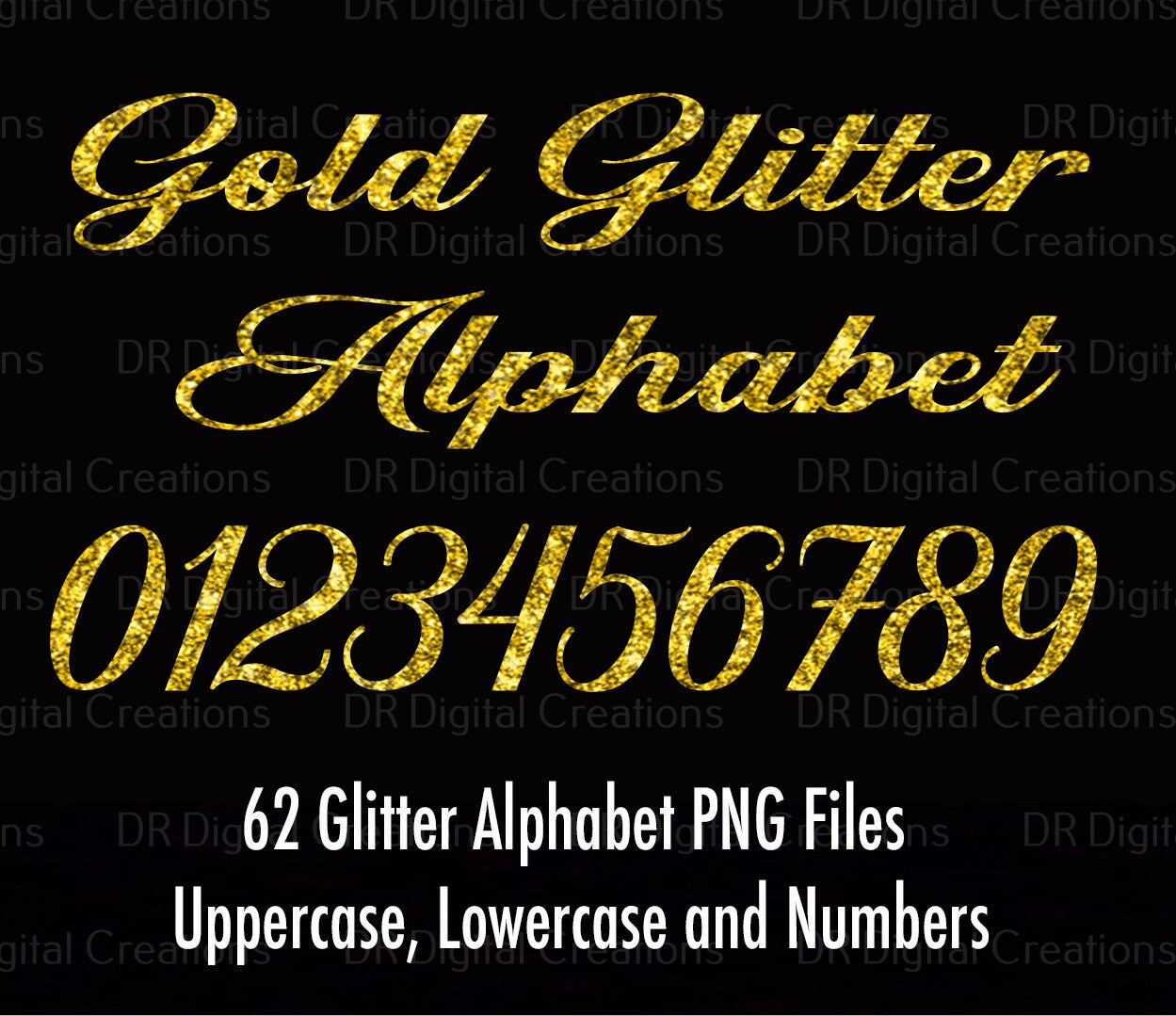 Gold Glitter Alphabet Clipart Gold Glitter Clipart Glitter - Etsy