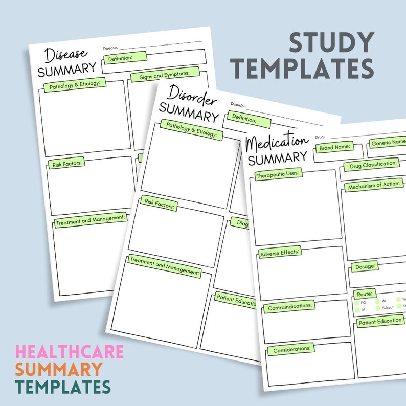 Study Notes Template for Healthcare |nursing Notes | Lime Green ...