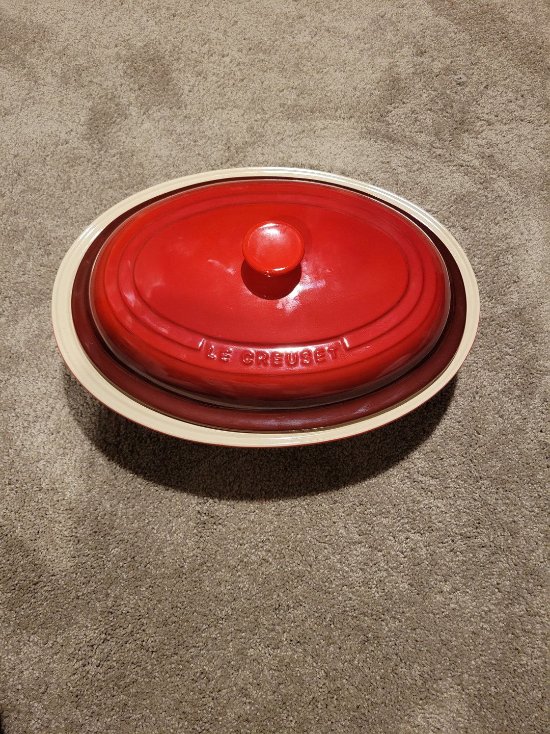 5qt Enamel Ovenware, Stoneware, Large Red Le Creuset Cooking Pot, Red ...