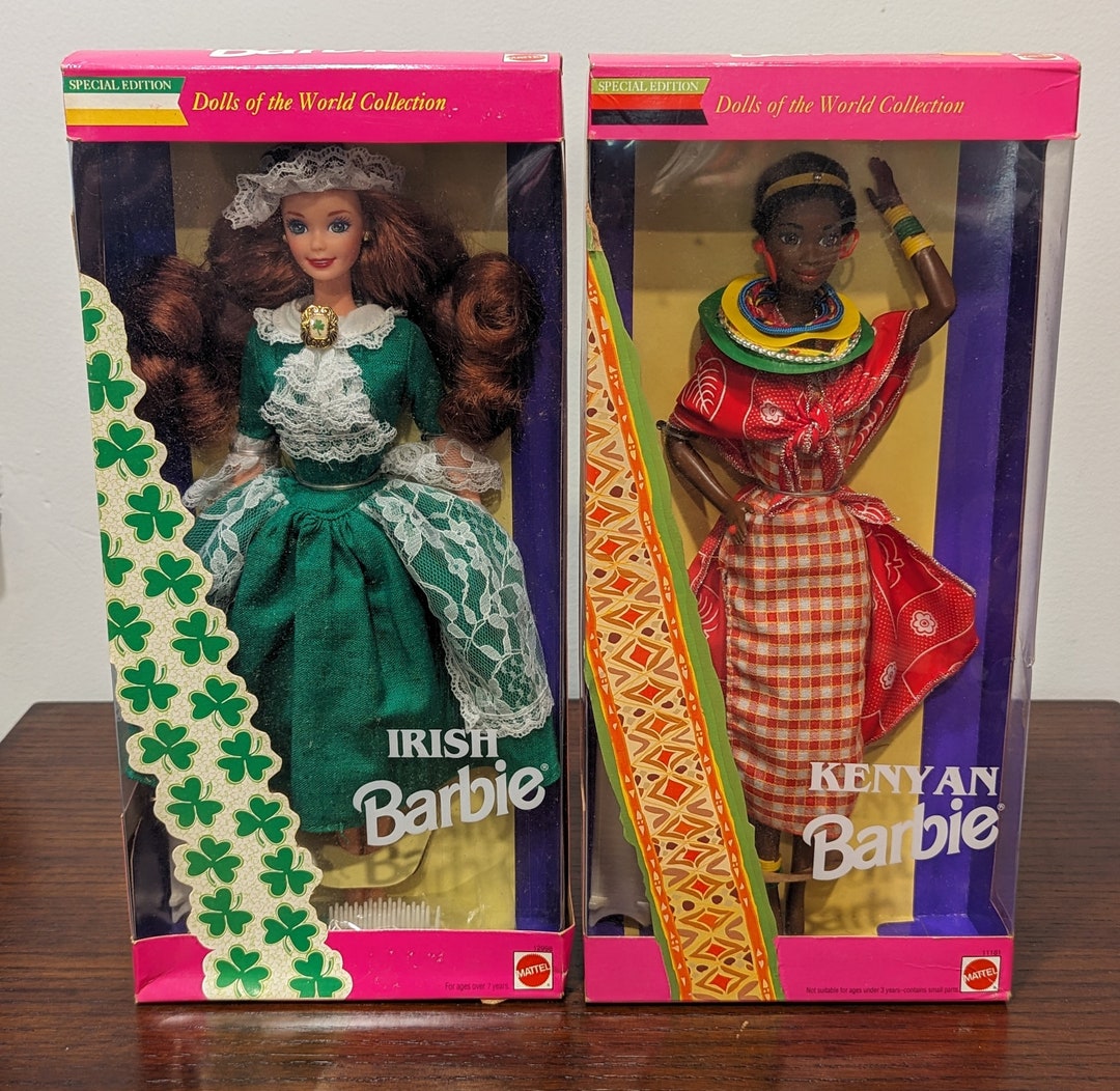 Irish, Kenyan Barbies, Special Edition Mattel 12998, 11181, Dolls of ...