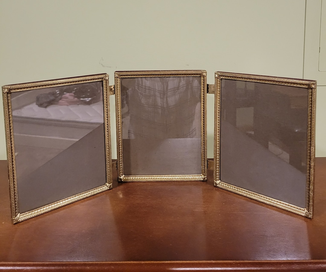 Vintage Hinged Picture Frame / Tryptic 3 Photo Frame / Ornate 3 Tier ...