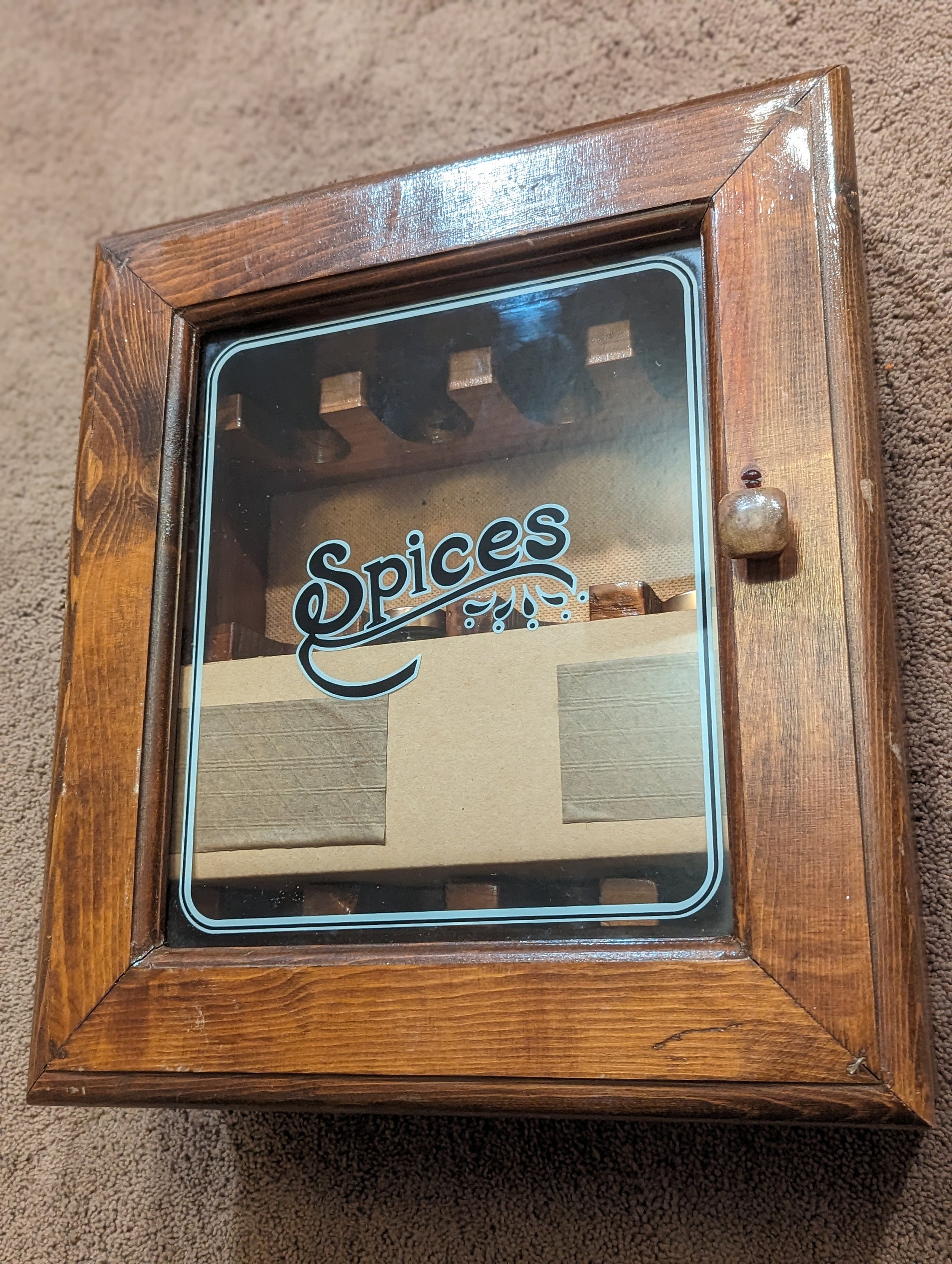 Vintage Wooden Spices Cabinet Wall Mount Spice Rack Cooking - Etsy