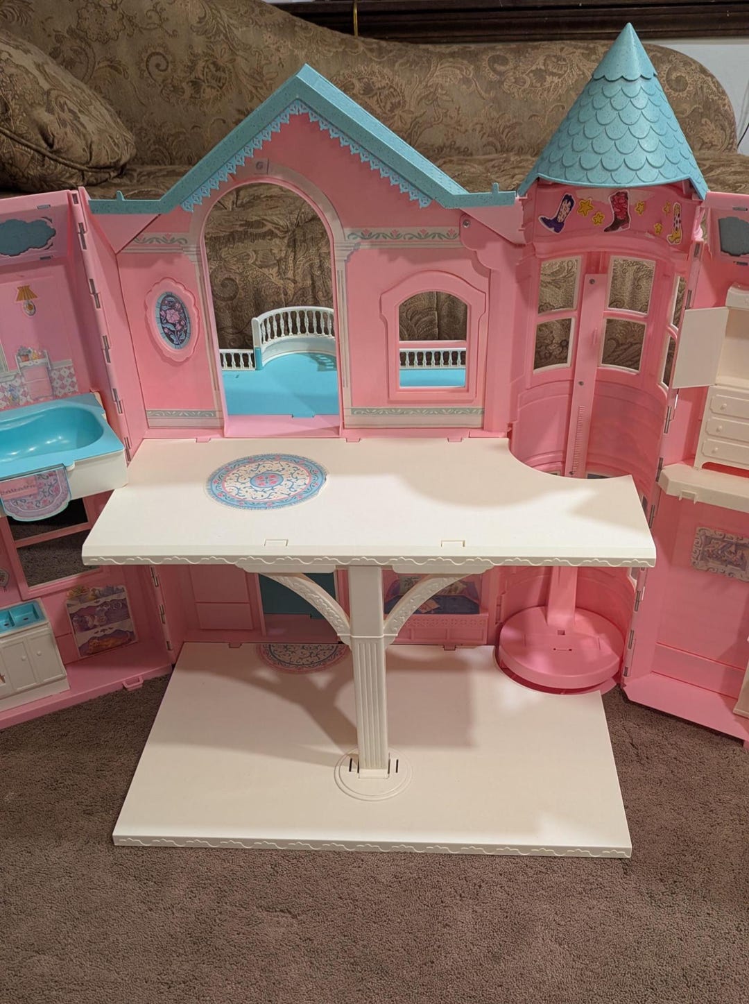 1995 Mattel Doll Dream House With Working Elevator, Pink and Blue ...