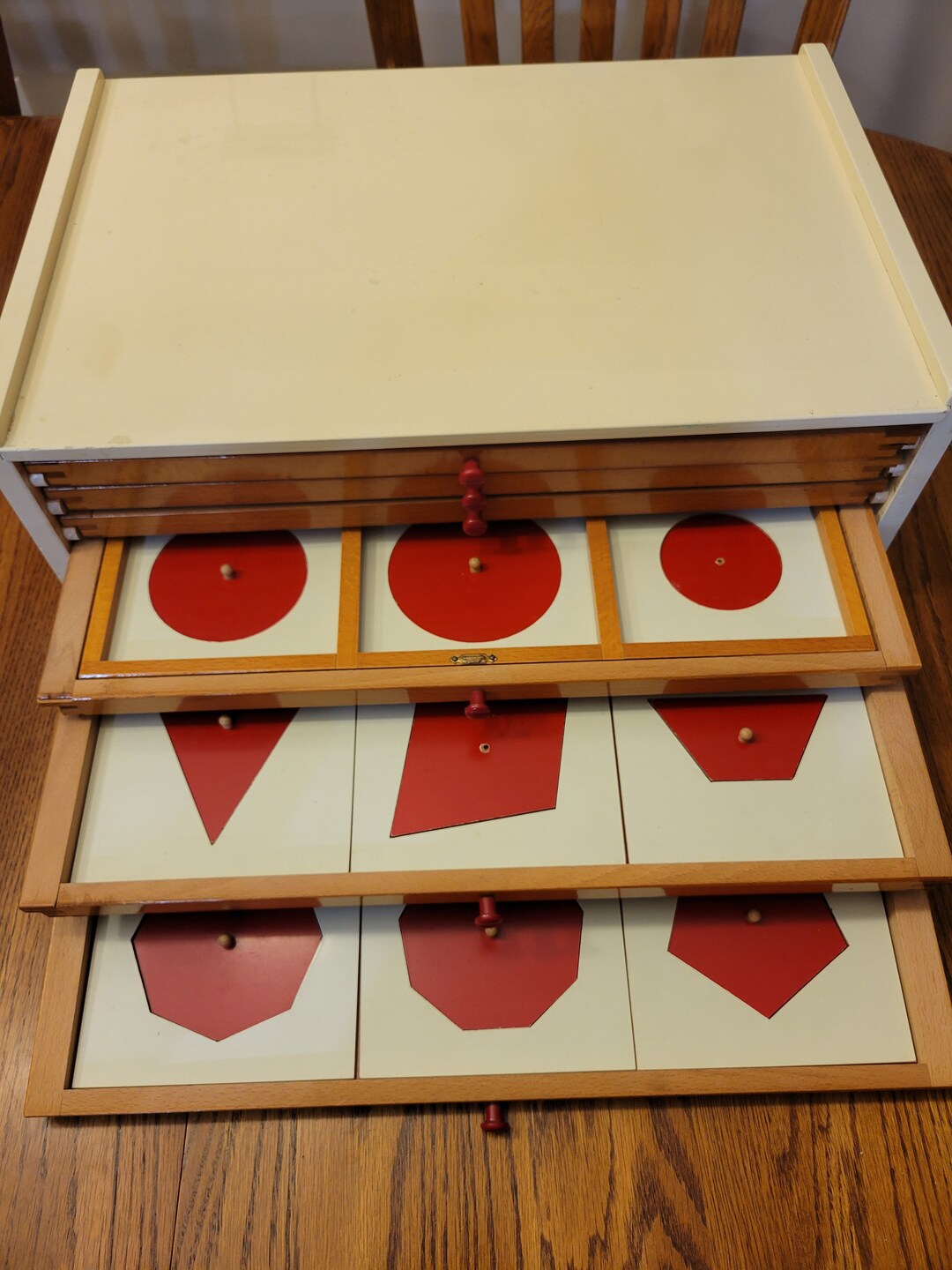 Large Math Montessori Drawer Set, Montessori Shapes Cabinet, Geometric ...