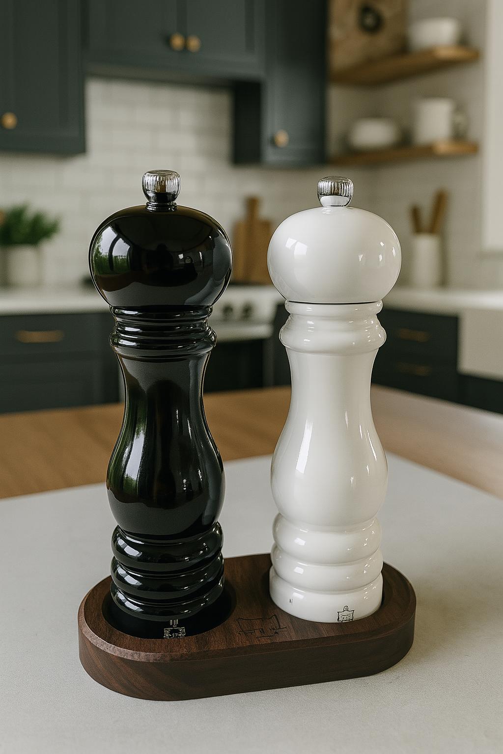 Wooden Salt & Pepper Mill Holder – Peugeot Grinder Stand, Cat Logo ...