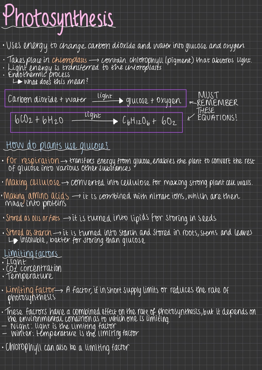 GCSE BIOLOGY NOTES : Photosynthesis Revision Notes - Etsy