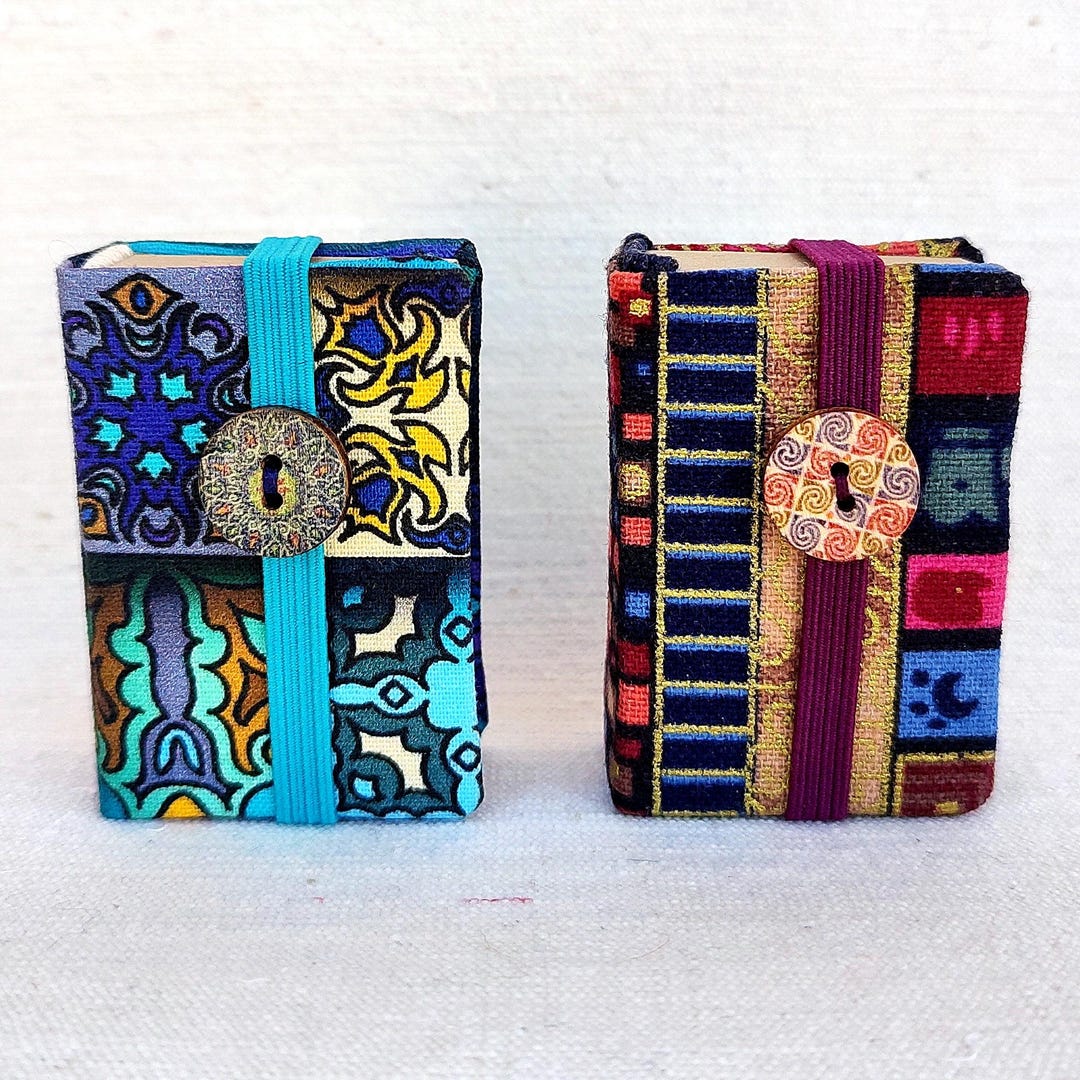 Mini Hardcover Journals. Matchbox Fabric Hand Bound Memo Pads. Pen Gift ...