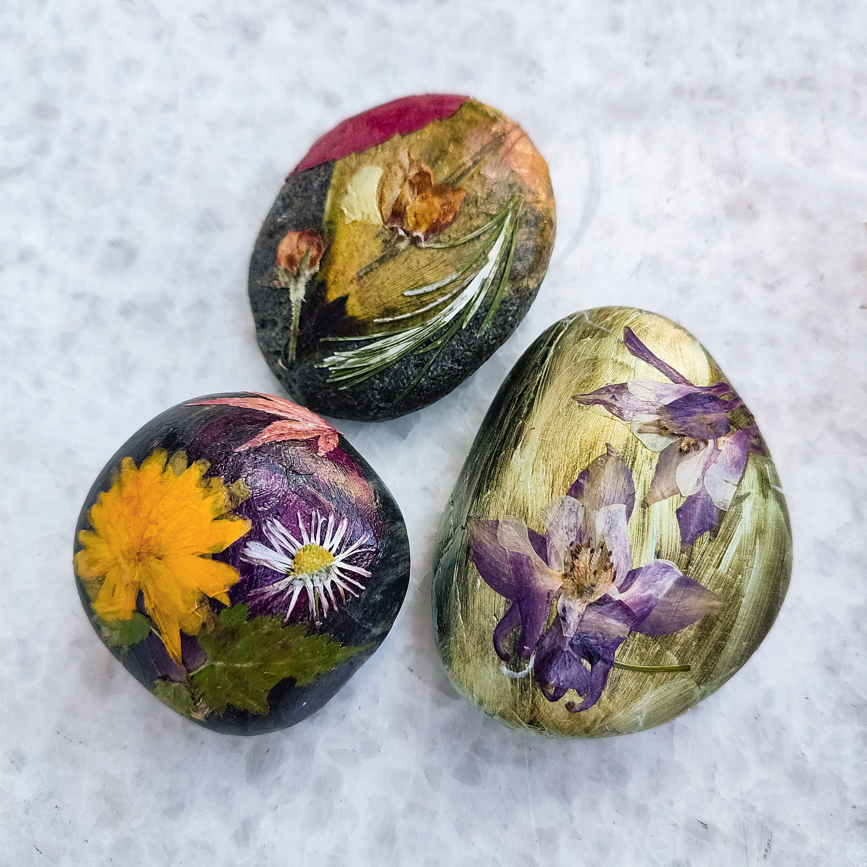 Pressed Flower Rock Paperweights. Home Decor. Herbarium Ornaments - Etsy