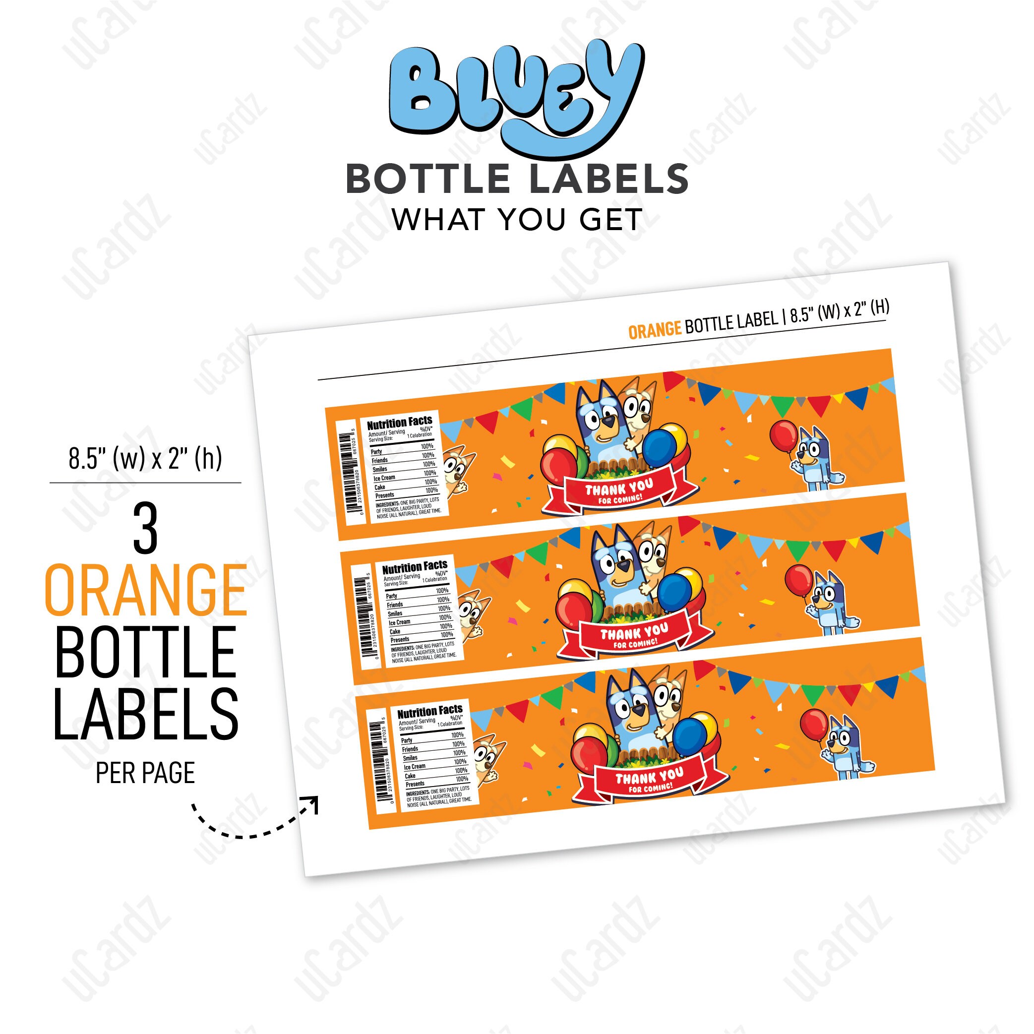 Printable Bluey Bottle Labels Bluey Party Bottle Labels | Etsy