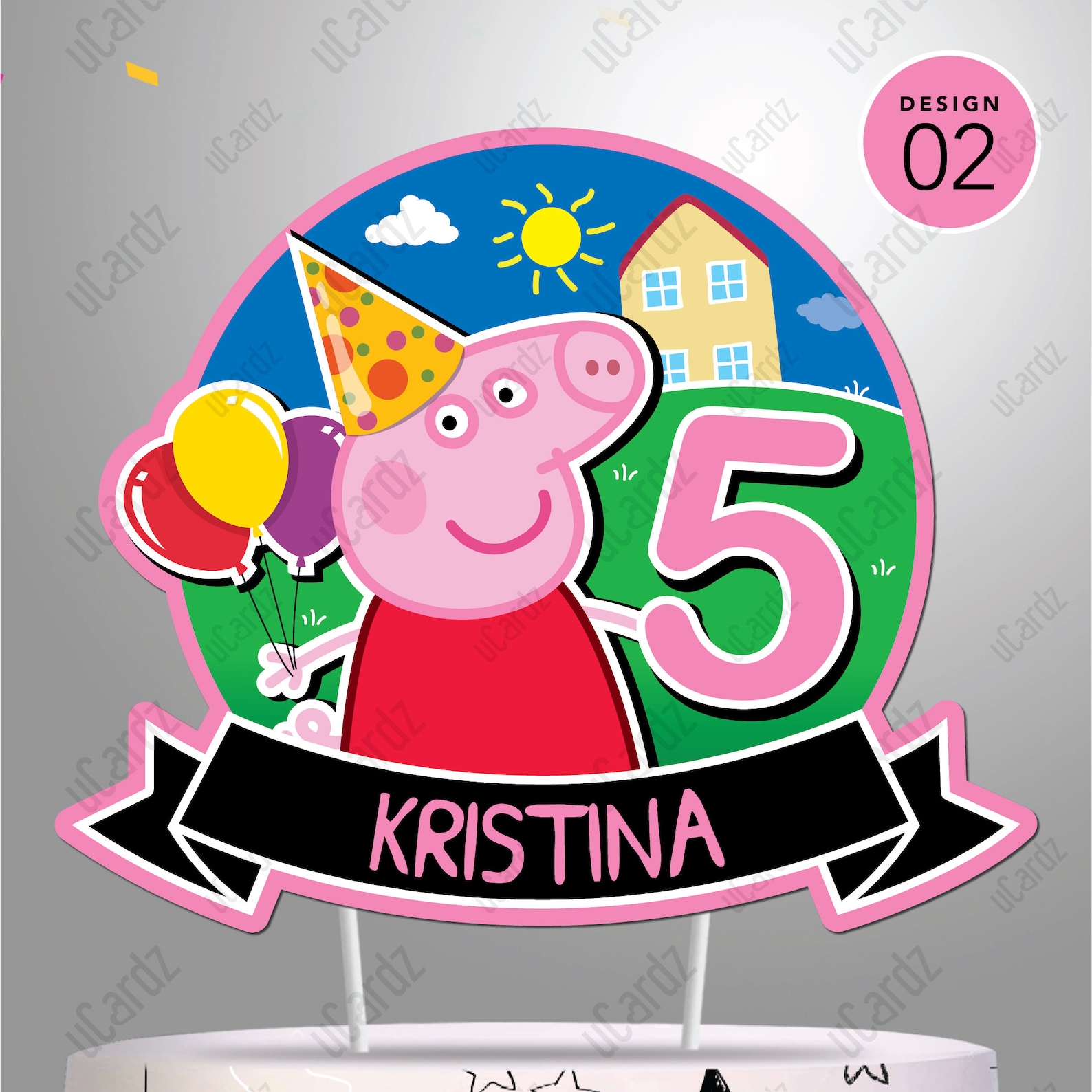 Printable Peppa Pig Cake Topper Personalized Birthday Cake | Etsy