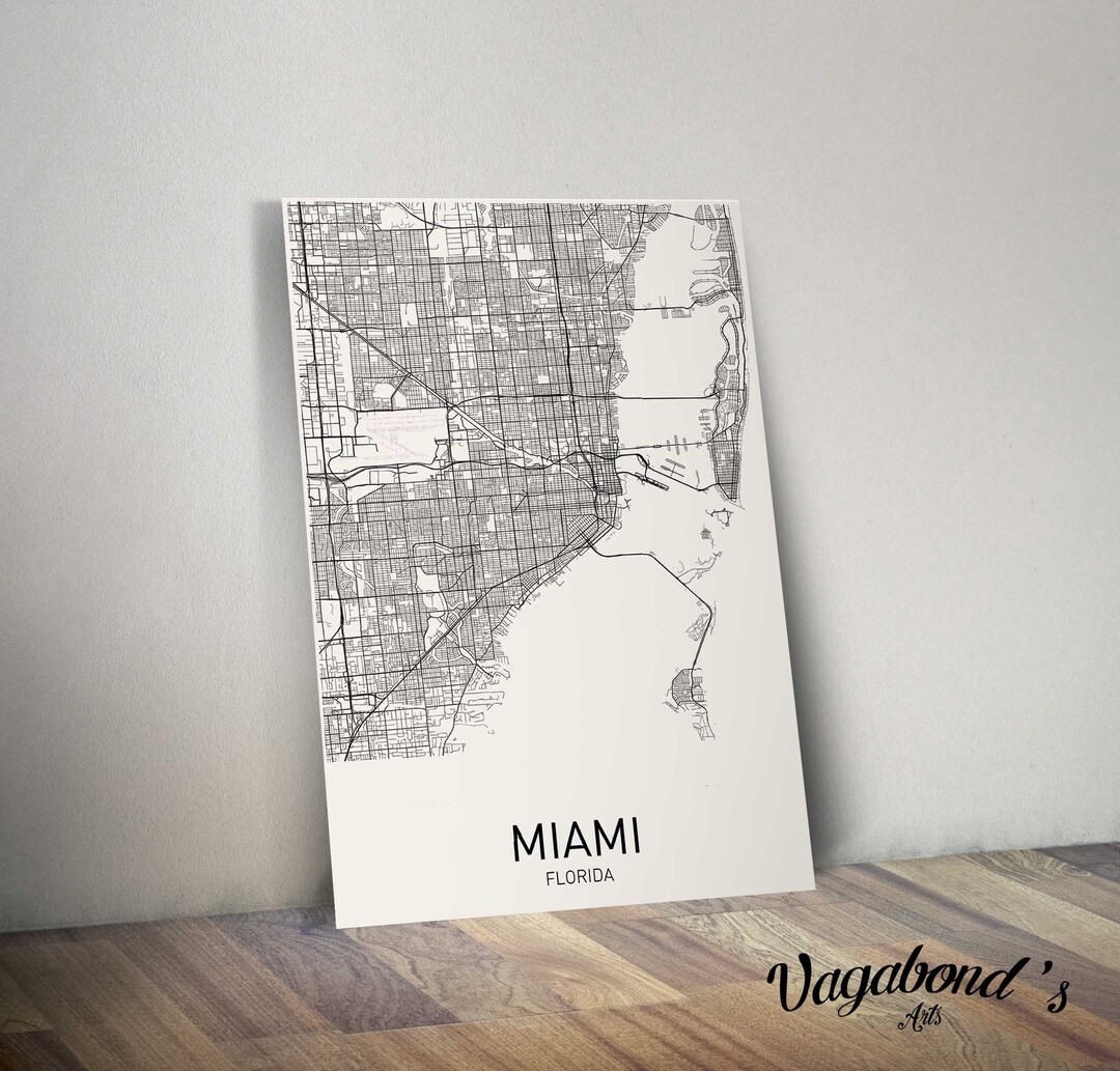 Map of Miami Metal Poster Sign Miami Map Poster Miami Map - Etsy