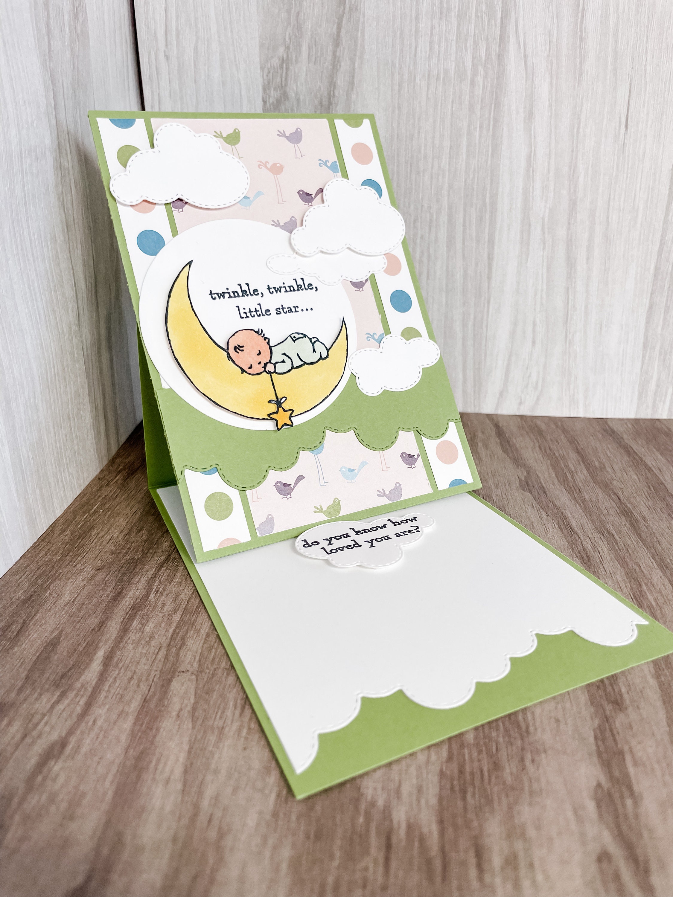 Baby Card Congratulations Baby Moon Twinkle Twinkle Star Clouds ...