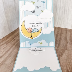 Baby Card Boy - Baby Moon - Twinkle Twinkle - Star - Clouds - Handmade ...