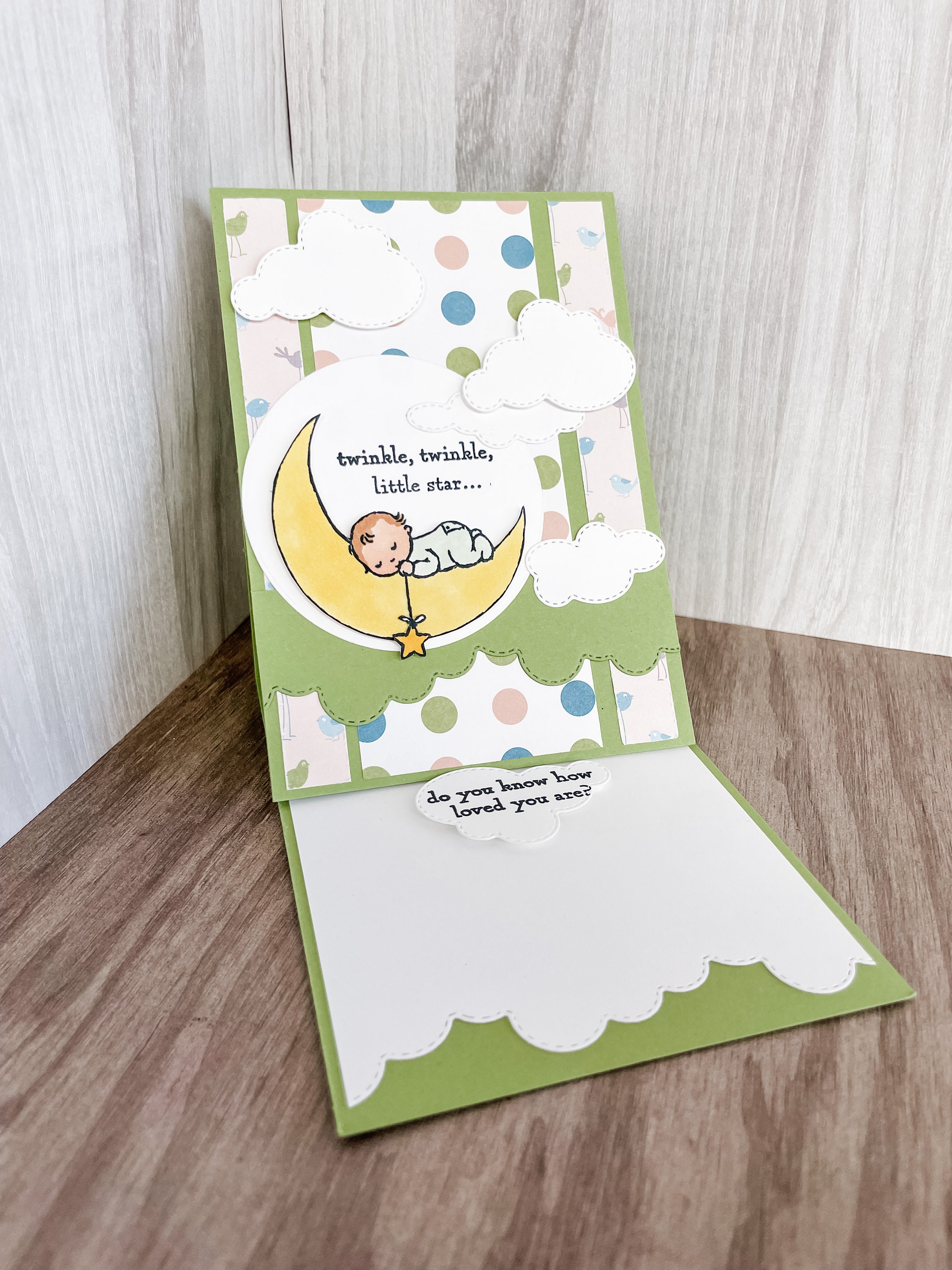 Baby Card Congratulations Baby Moon Twinkle Twinkle Star Clouds ...