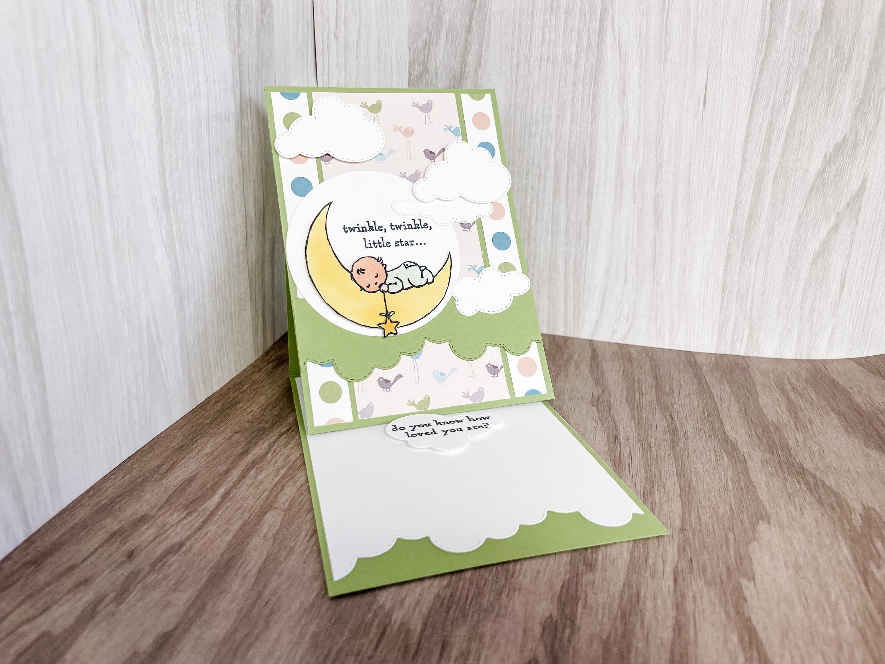 Baby Card Congratulations Baby Moon Twinkle Twinkle Star Clouds ...