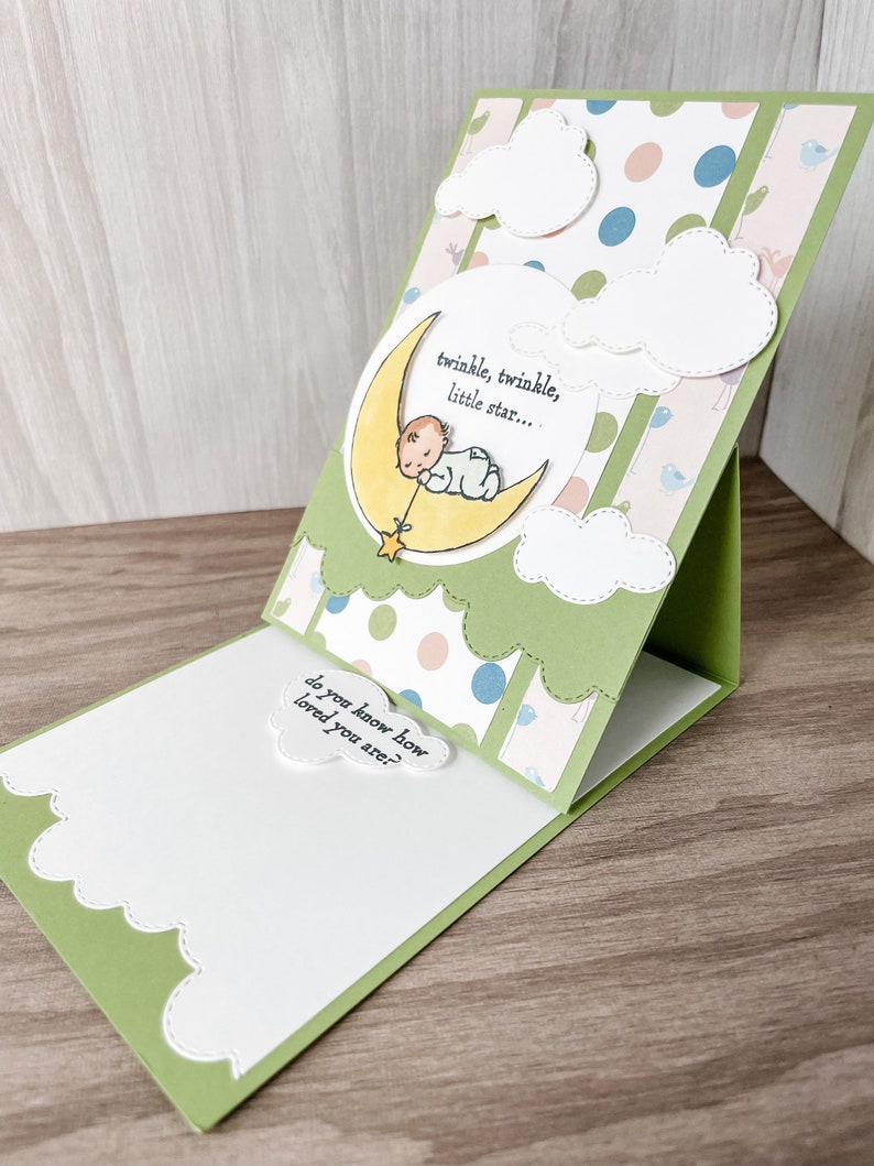 Baby Card Congratulations Baby Moon Twinkle Twinkle Star Clouds ...