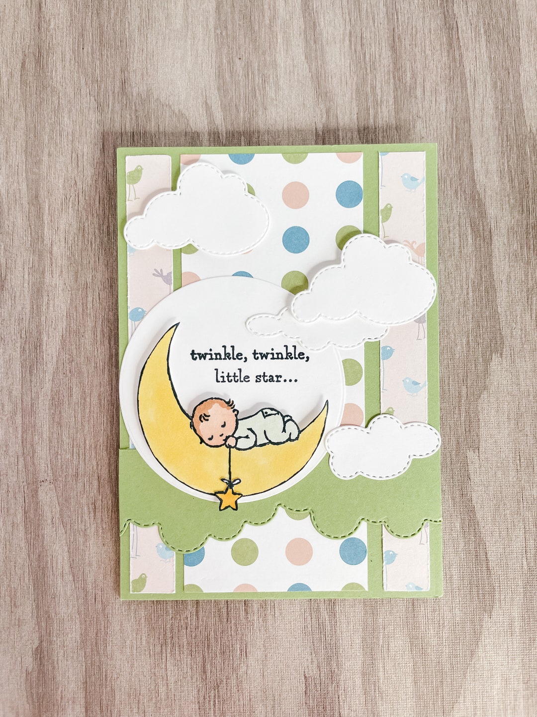 Baby Card Congratulations - Baby Moon - Twinkle Twinkle - Star - Clouds ...