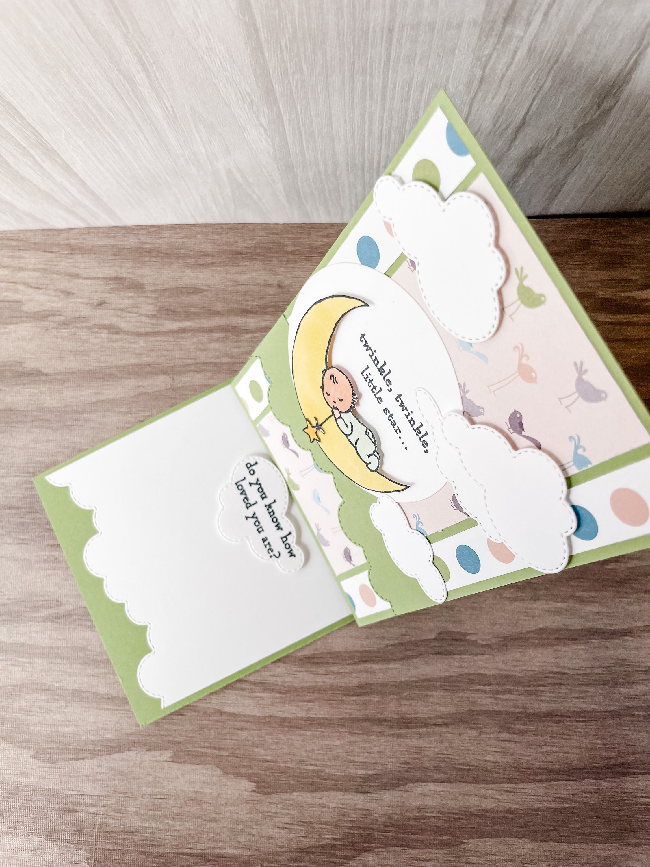 Baby Card Congratulations Baby Moon Twinkle Twinkle Star Clouds ...