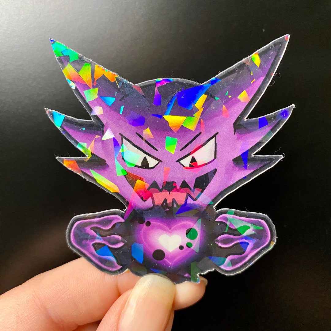 Cute Haunter Heart Love Valentines Day Holographic Vinyl Sticker ...