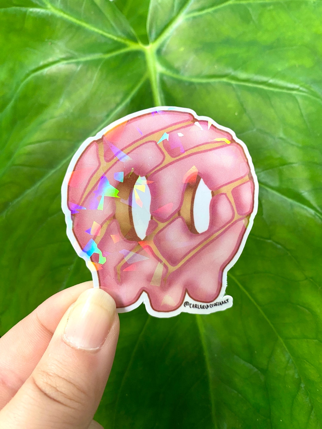 Concha Skull Cute Vinyl Holographic Sticker | Waterproof, Water Bottle ...