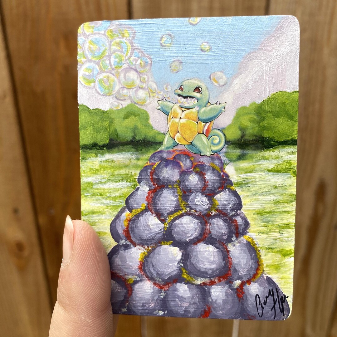 Cute Hand Painted Squirtle Pokémon Card | Hand Painted, Vintage 1999 ...