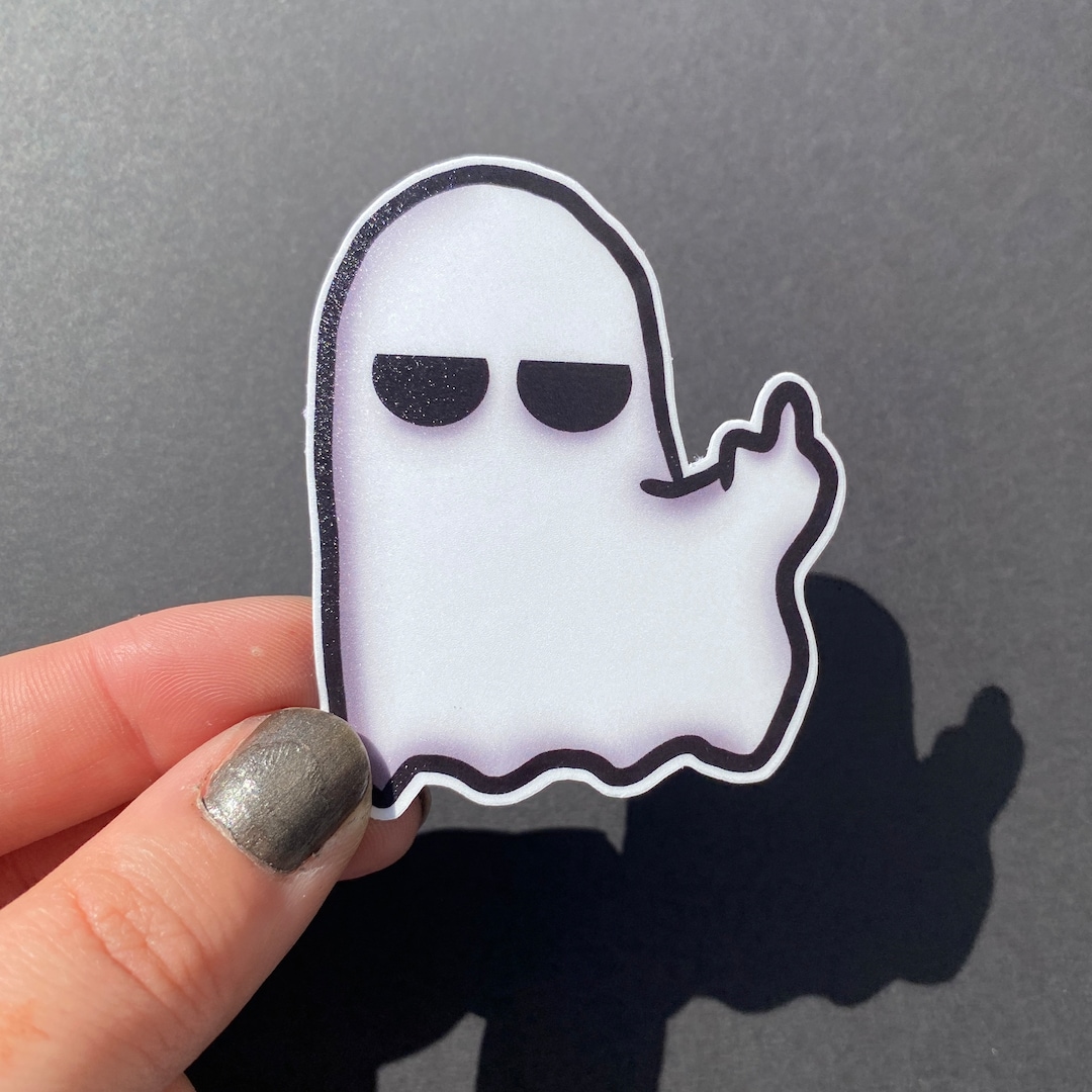 Middle Finger Ghost Funny Halloween Vinyl Sticker | Waterproof, Water ...