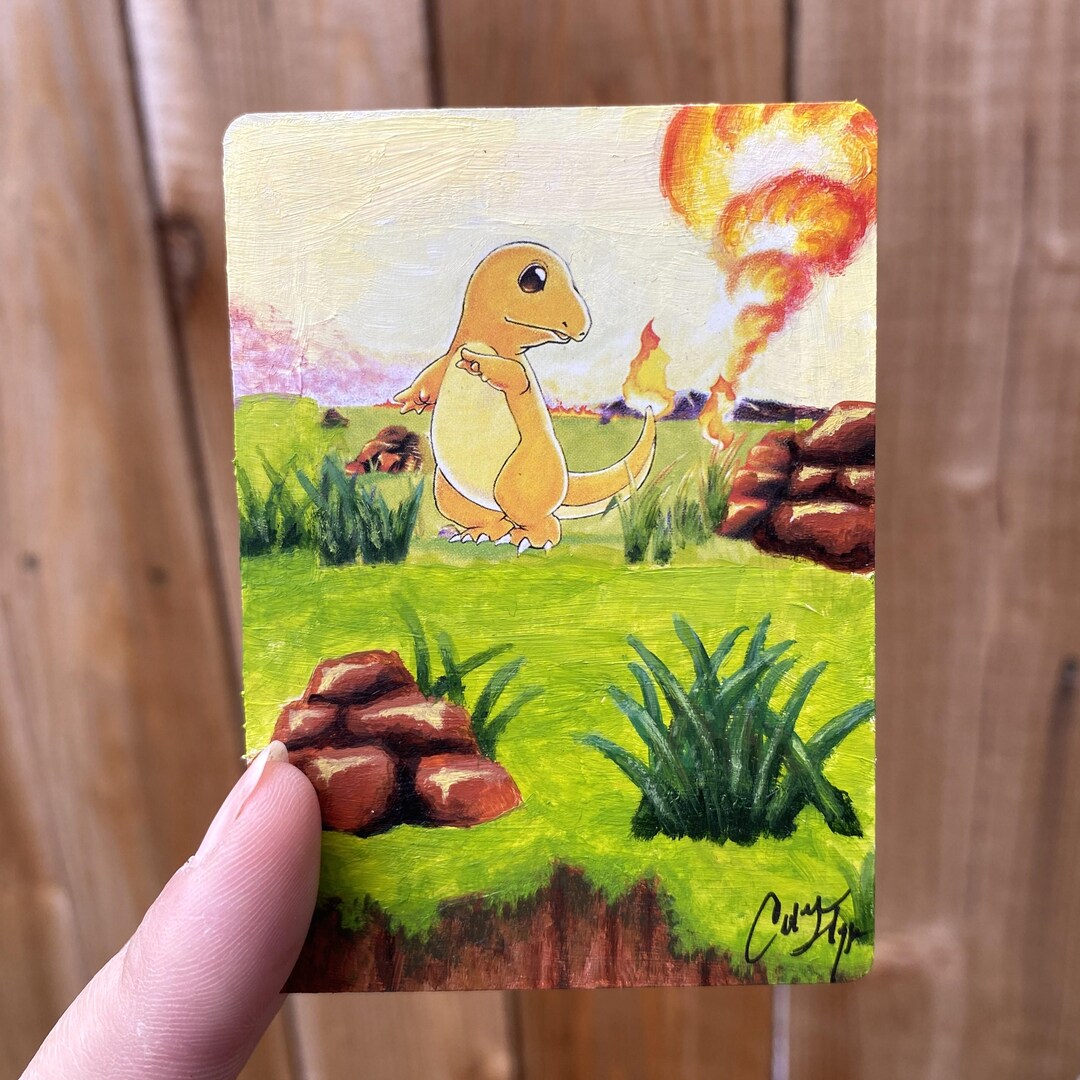 Cute Hand Painted Charmander Pokémon Card | Custom Hand Painted ...