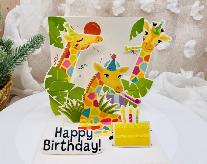 Giraffes Pop up Birthday Cards Pop up Birthday Card 3D | Etsy