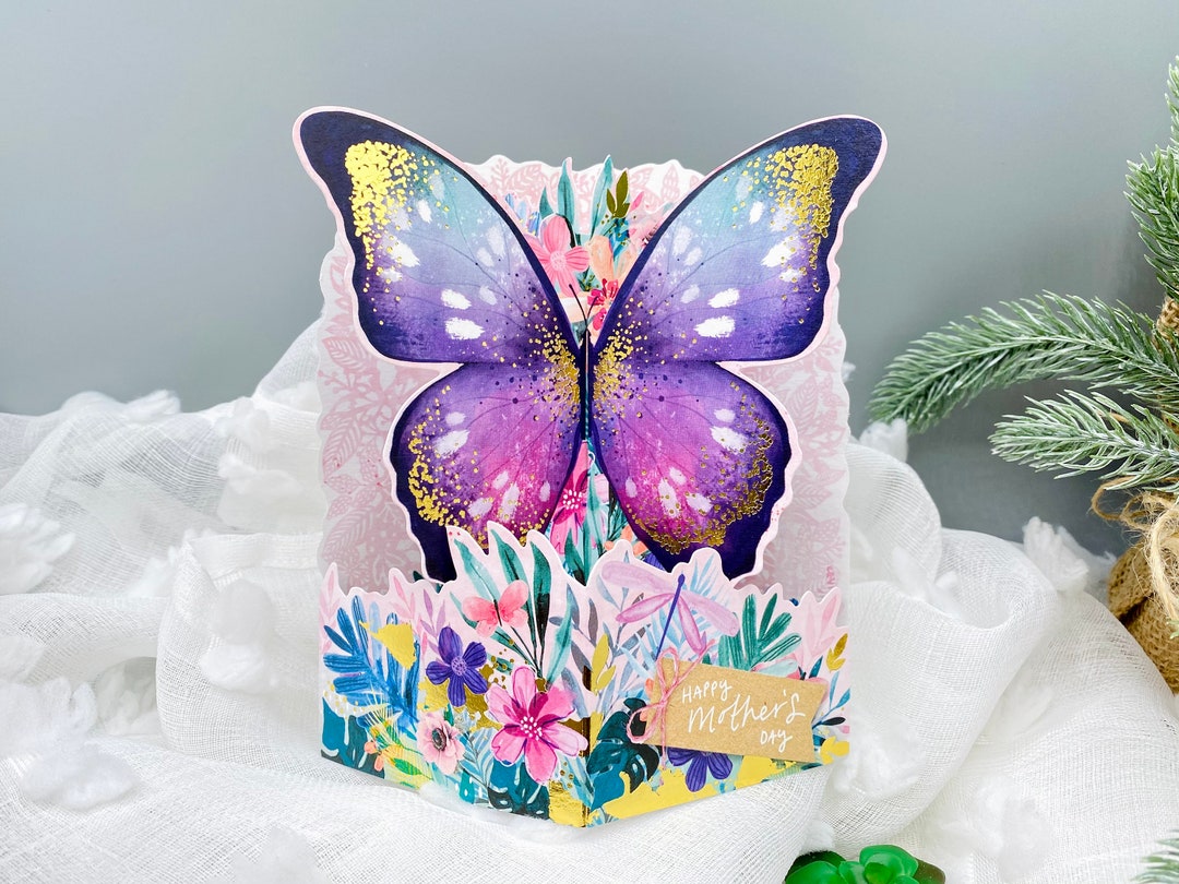 Butterfly, Flowers, Garden, Pop up Card, 3D Card, Anniversary Pop up ...